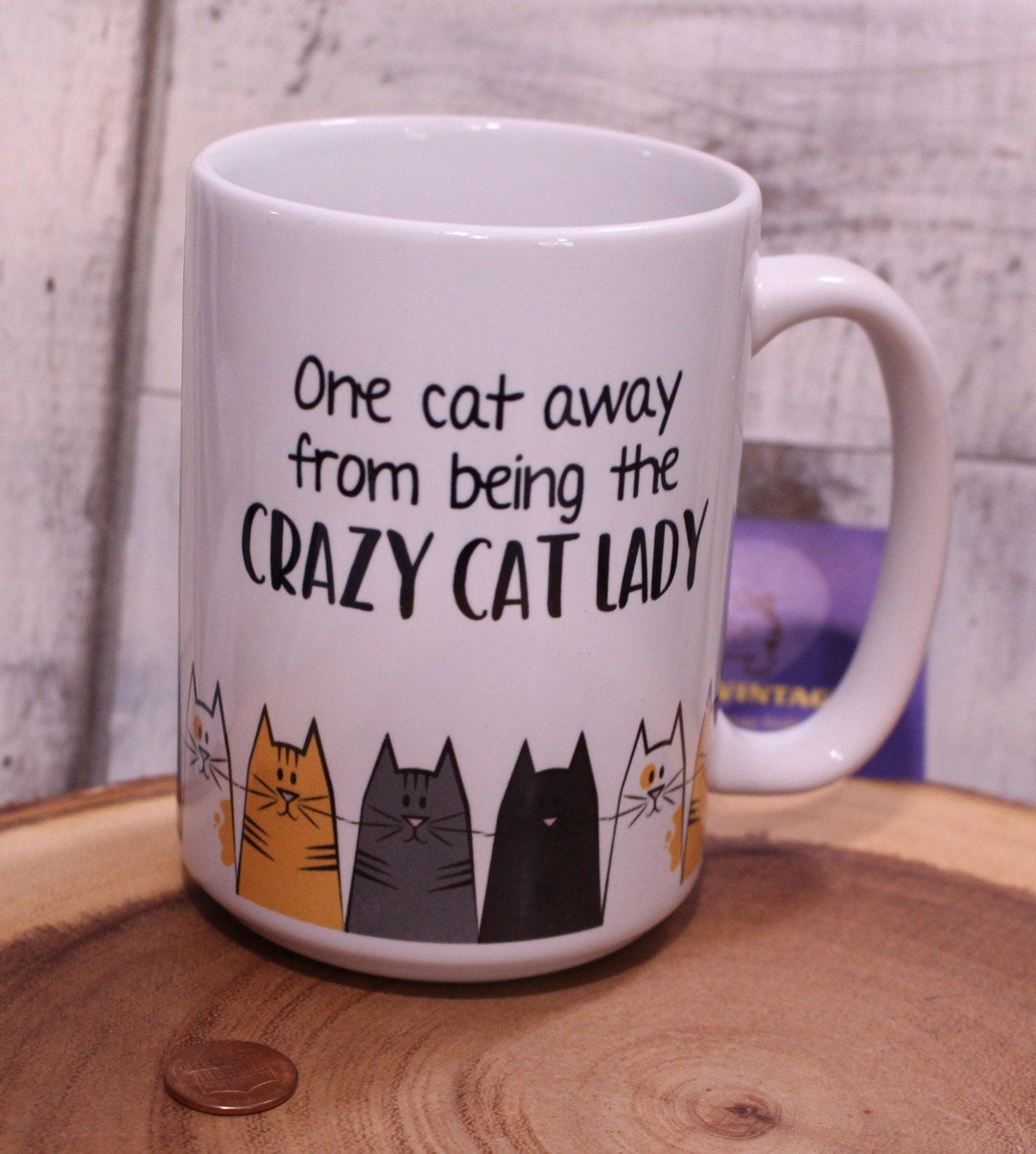 Vintage Crazy Cat Lady Mug, One Cat Away - Etsy