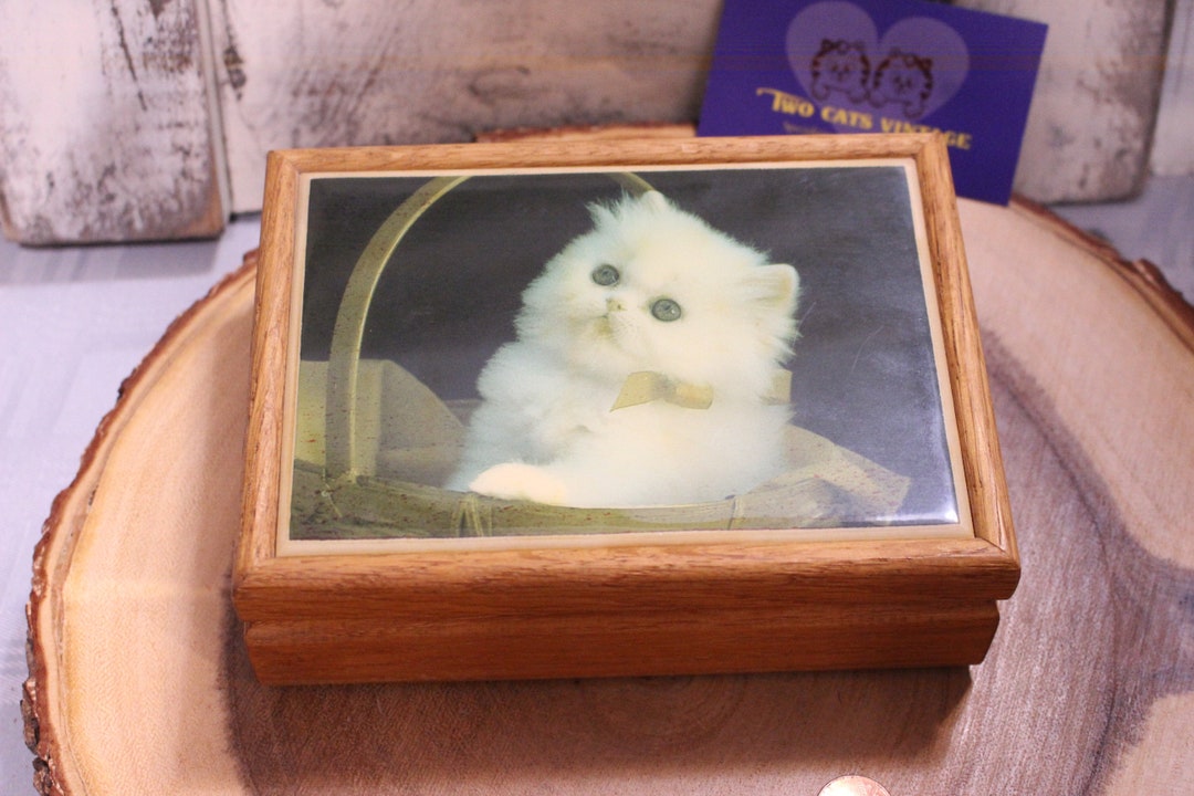 Vintage Kimberly Enterprises Graphic Art Tile Wooden Trinket Box Cat Kitten Jewelry - Etsy