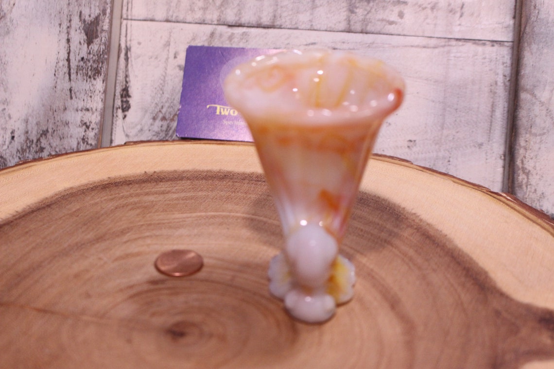 Antique Slag Glass Cornucopia Orange and White - Etsy UK