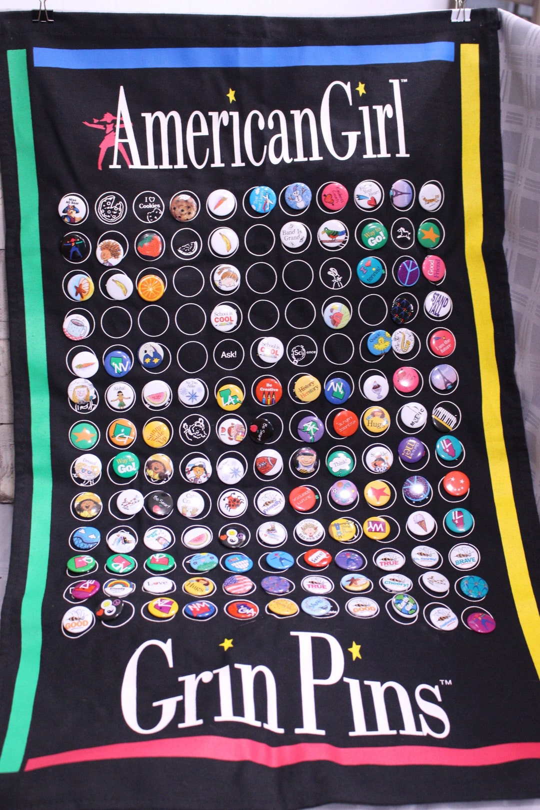 Vintage American Girl Grin Pins With Banner, American Girl Doll Pins ...