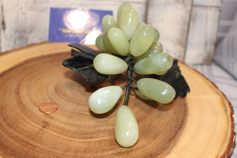 Vintage Green Stone Grapes With Leaves Stone Fruit Kitchen - Etsy