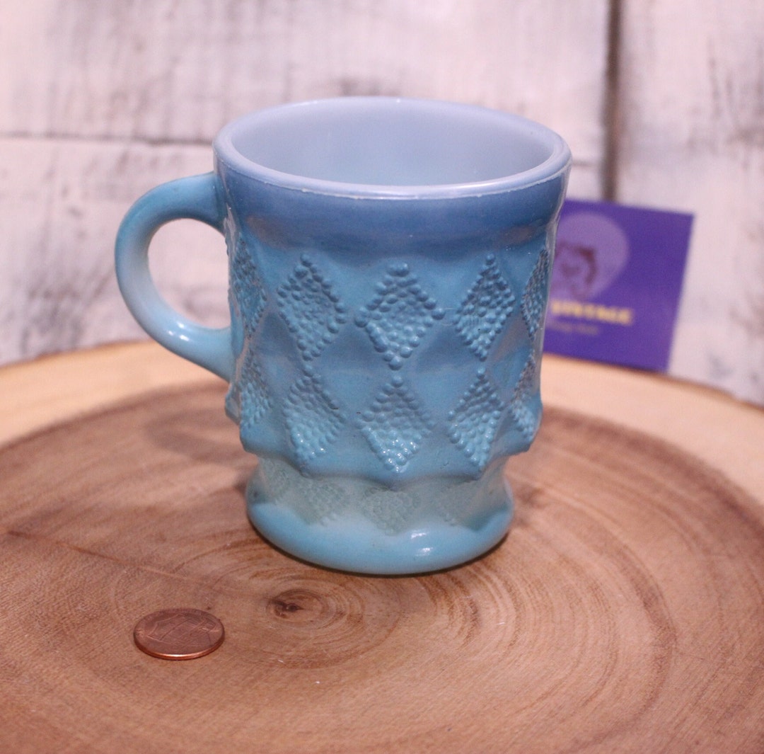 Vintage Fire King KIMBERLEY Diamond Coffee Cup Milk Glass Mug Light ...