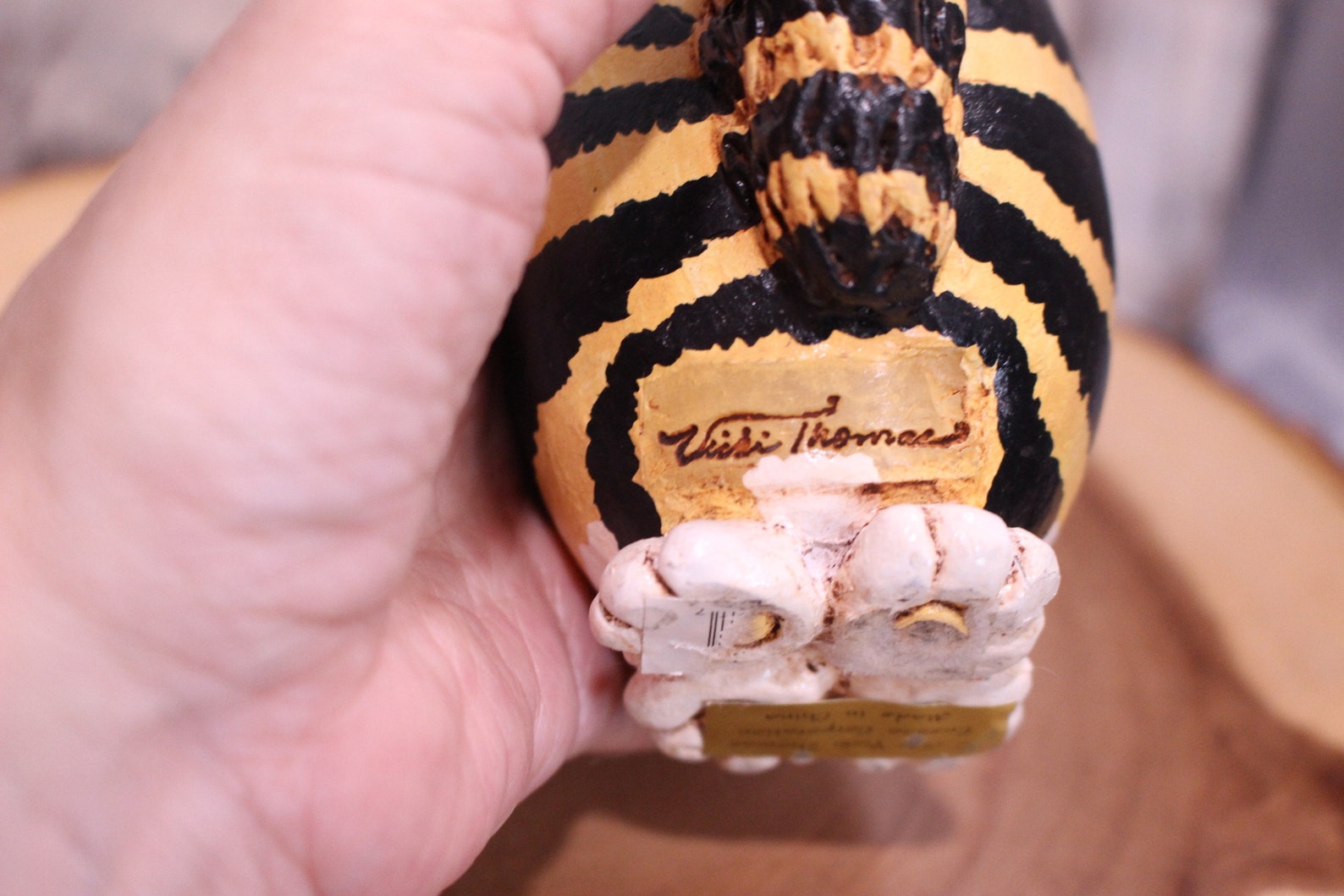 Vintage Enesco Vicki Thomas Cat Gourd, Tiger Striped With Whiskers ...