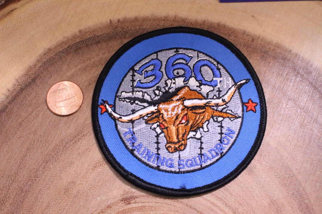 RARE 360 Training Squadron Patch, Bull Coming Through Wall, Vintage ...