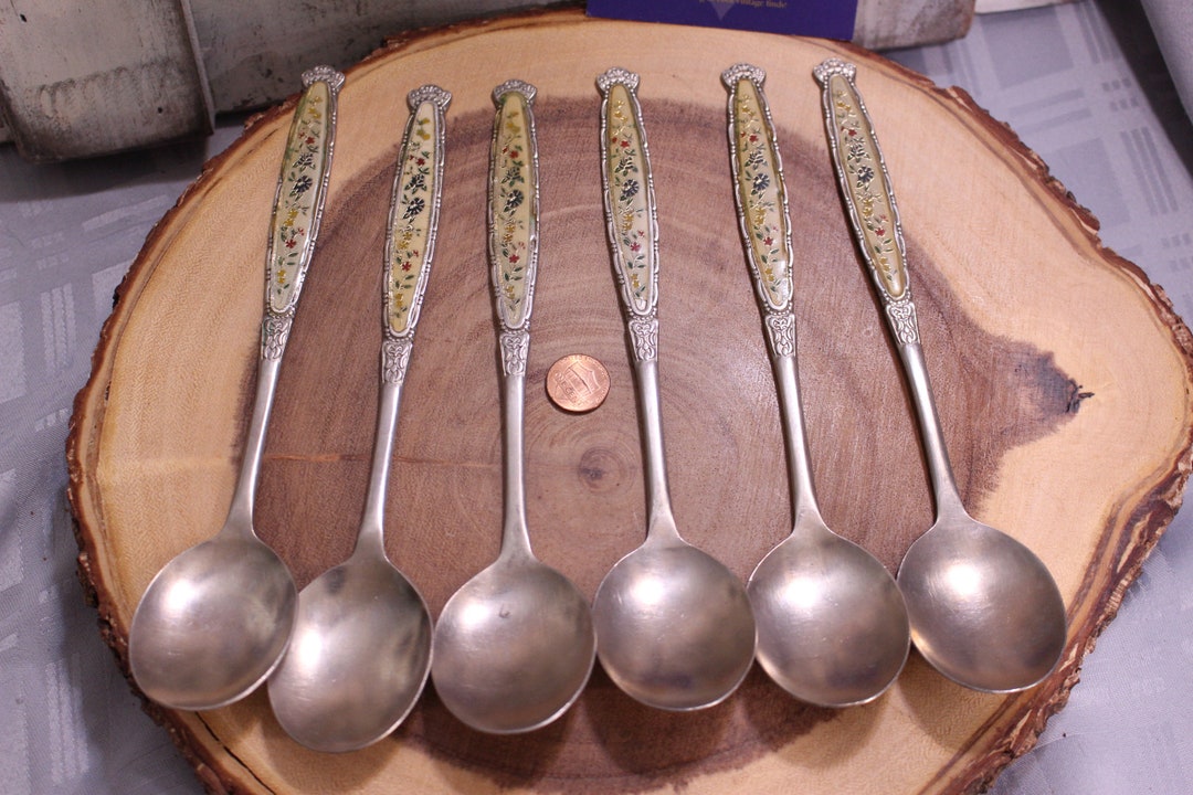 Vintage Korean Spoon Set, Serving Spoons for Six (6), Etched Dong HWA ...