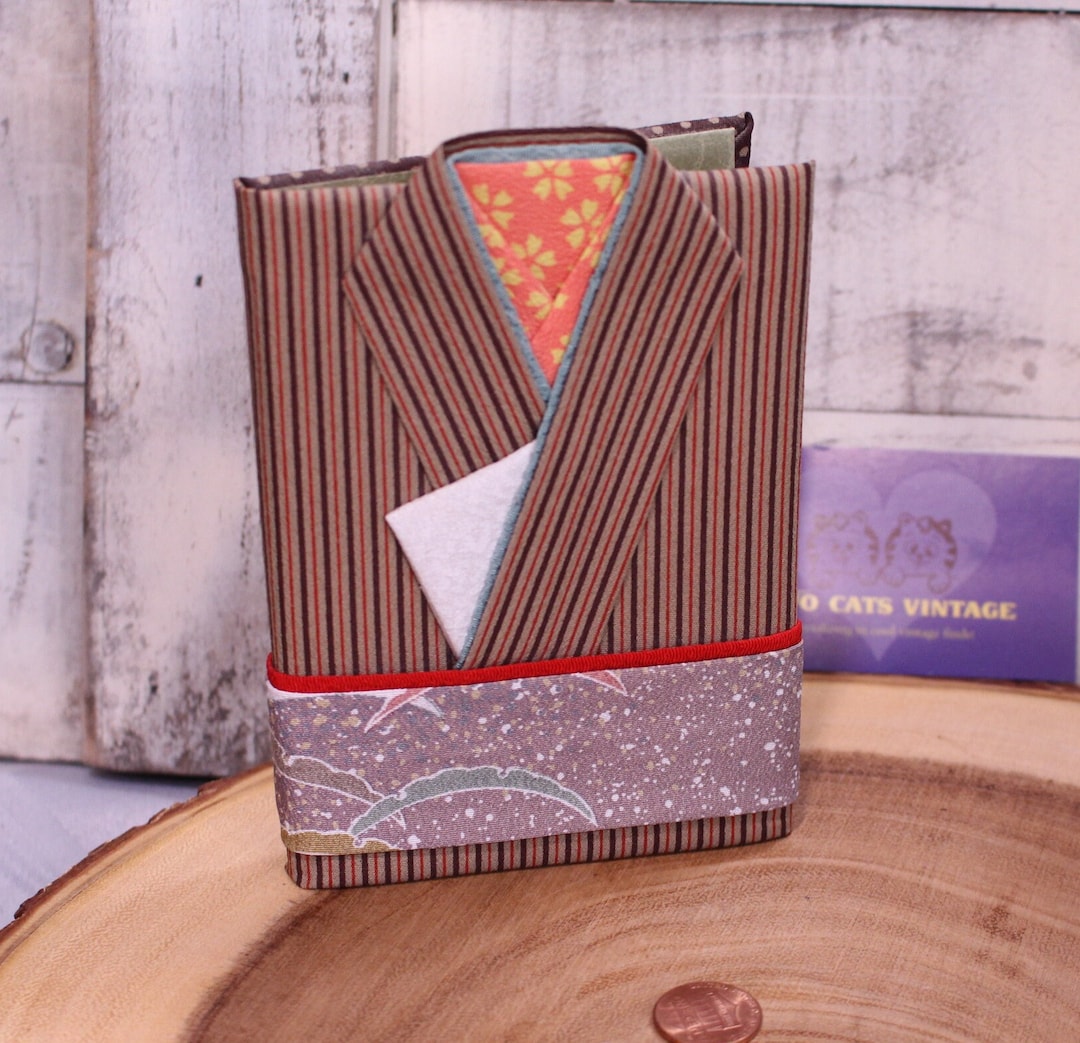 Vintage Fabric Japanese Address Book With Beautiful Kimono With Obi ...