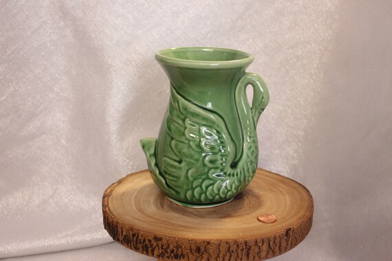 Vintage Shawnee Pottery Swan Vase Green USA 806 6 | Etsy