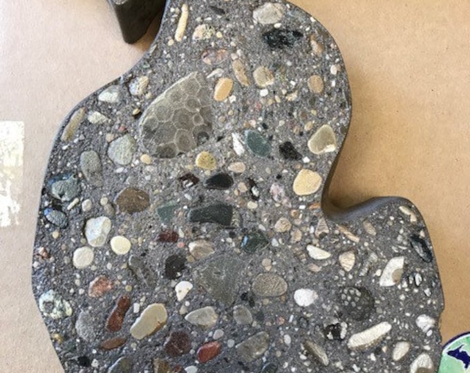 Beautiful Michigan Stepping Stone Set W/ Real Petoskey Stone Great Gift ...