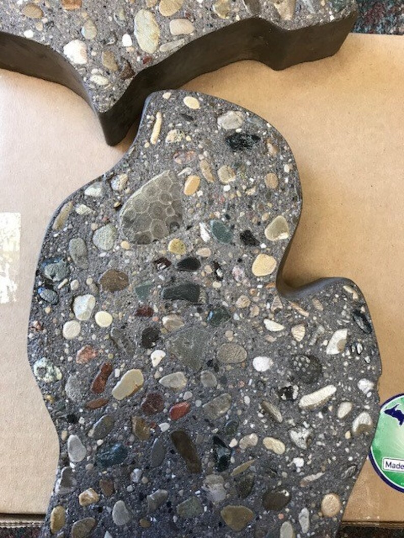 Beautiful Michigan Stepping Stone Set W/ Real Petoskey Stone Great Gift ...