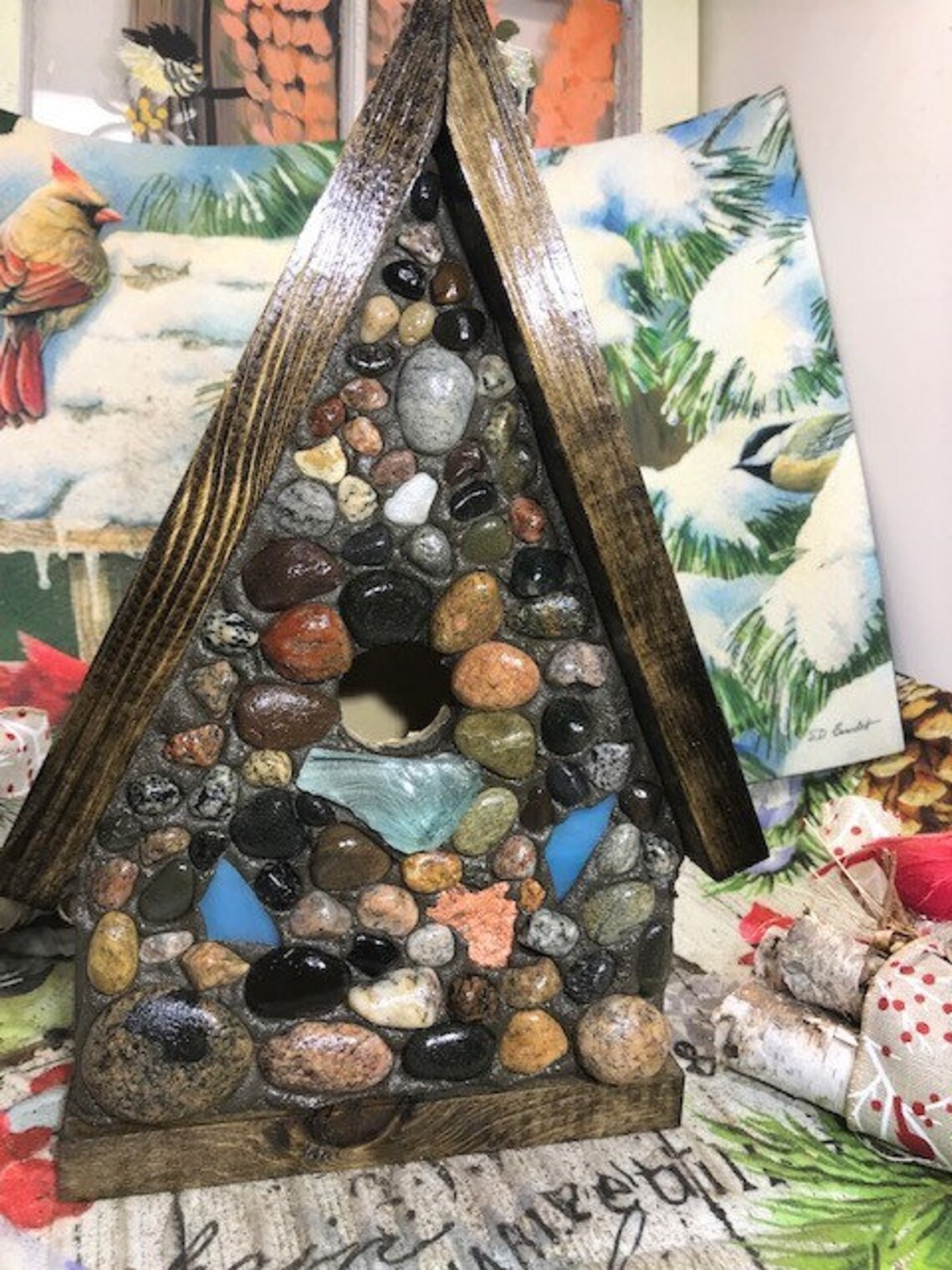 Handcrafted Chalet Lake Superior Stone Bluebird Birdhouse - Etsy