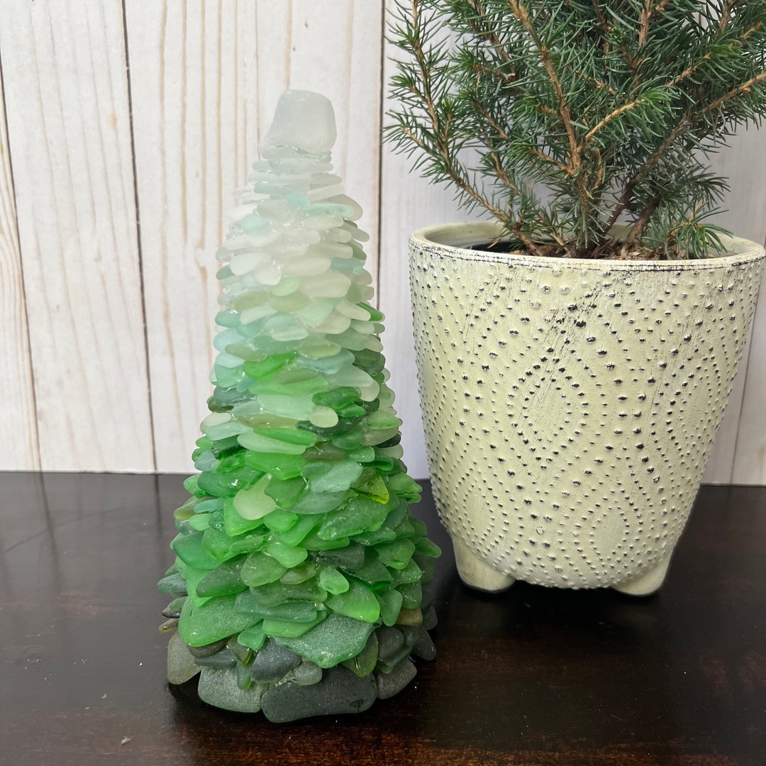 Sea Glass Tabletop Christmas Tree, Genuine Sea Glass Tree, Handmade ...