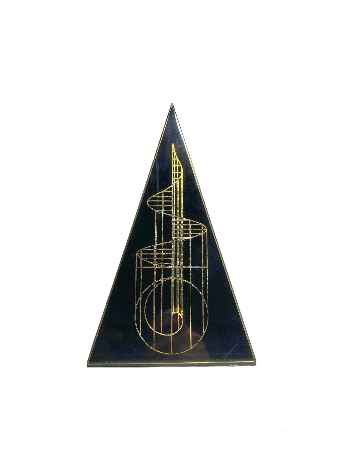 Nubian Orgone Pyramid Gold Foil Spiral Design With Brass Cage on ...