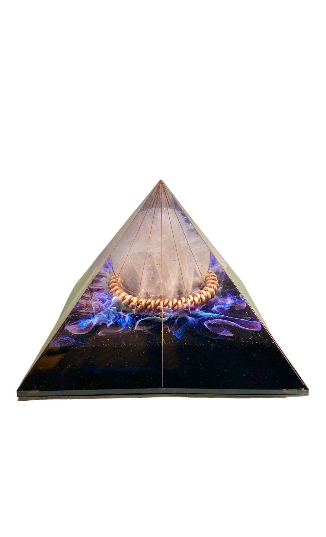 8-sided Cheops Orgone Pyramid With Rose Quartz Sphere, Copper Cage ...