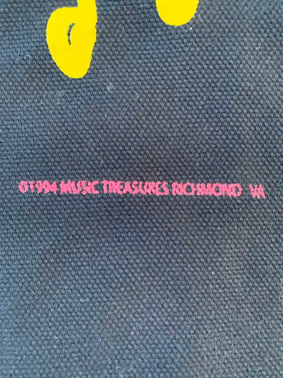 1990s Vintage Neon Musical Note Canvas Tote Bag - Gem