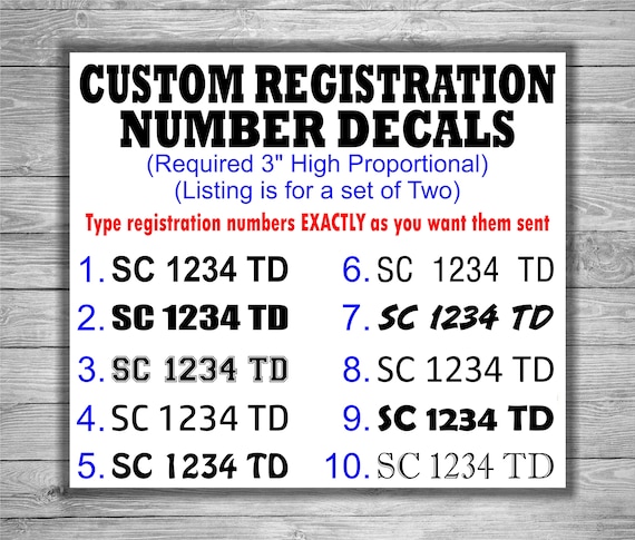 Custom Registration Numbers DOT Numbers Registration Decals - Etsy