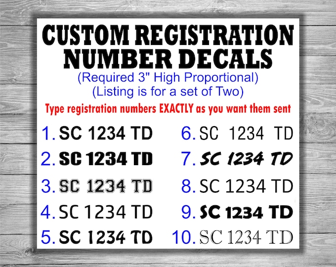 Custom Registration Numbers | DOT Numbers | Registration Decals ...