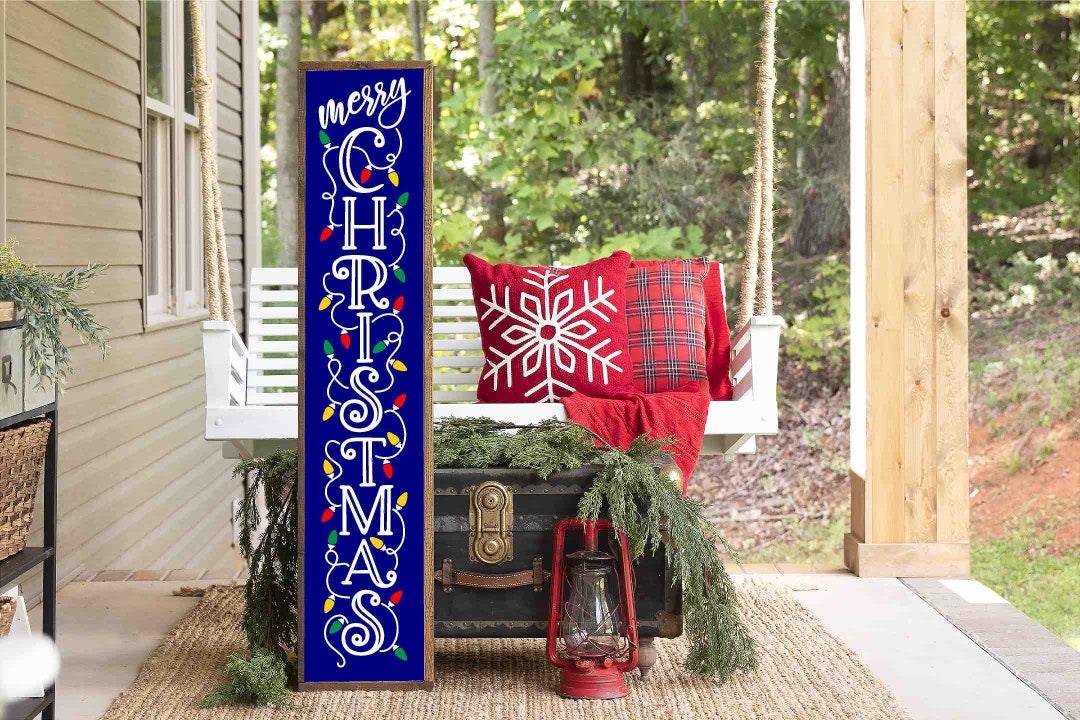 Merry Christmas With Lights Wood Porch Sign | Christmas Porch Leaner ...