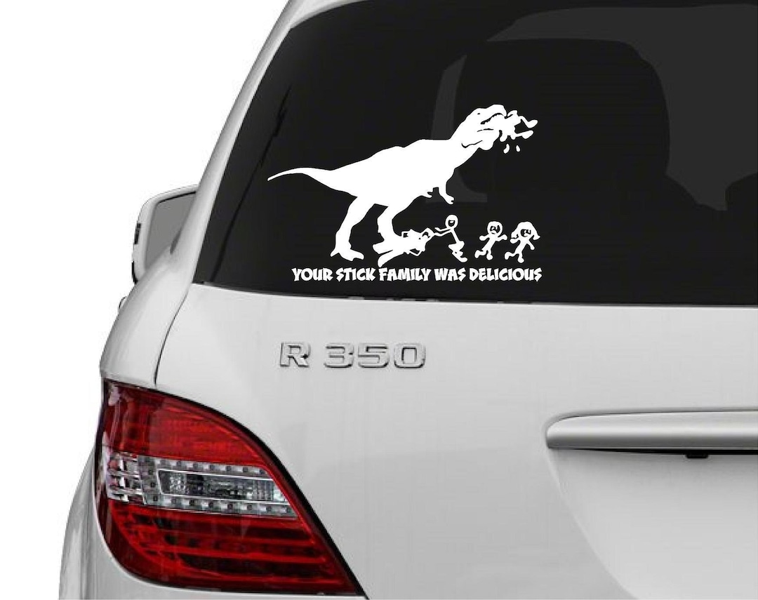 Dinosaur Stick Family Car Decal | Dinosaur Decal | Funny Car Decals ...
