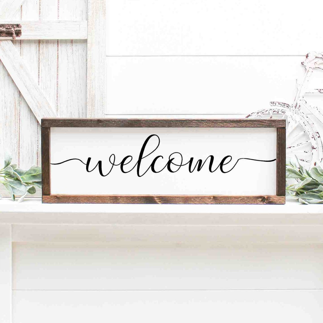 Welcome Farmhouse Wood Sign | Wooden Home Decor Sign | Farmhouse ...