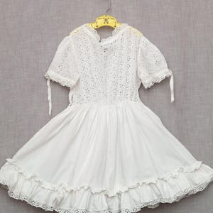 6: Vintage Girl's White Eyelet Cotton Underdress, Full Ruffled Skirt ...