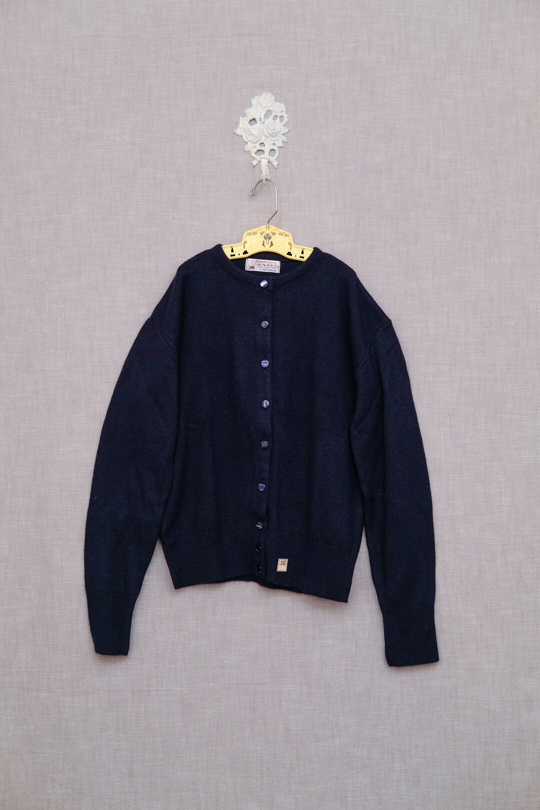 Girl's 10: Vintage Girl's Navy Blue Cardigan Sweater, Classic Style ...
