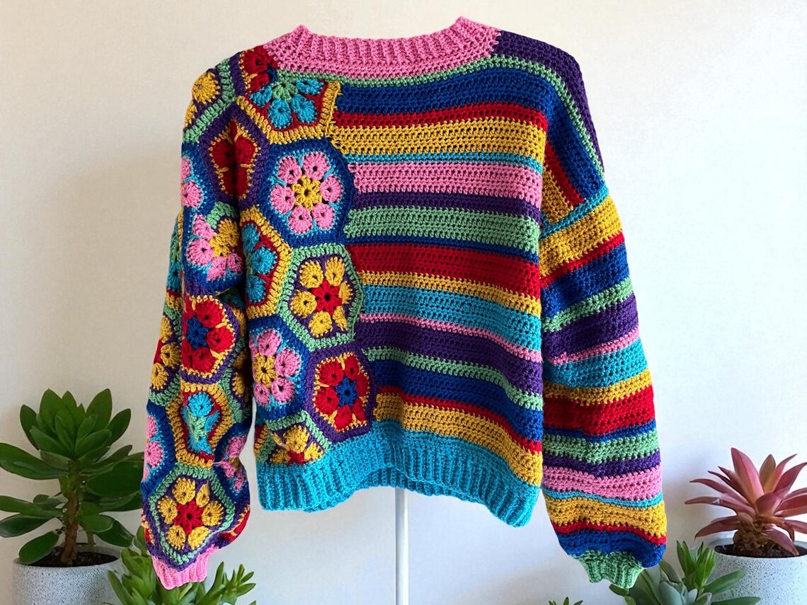 Izzy African Flower Sweater Crochet Pattern - Etsy
