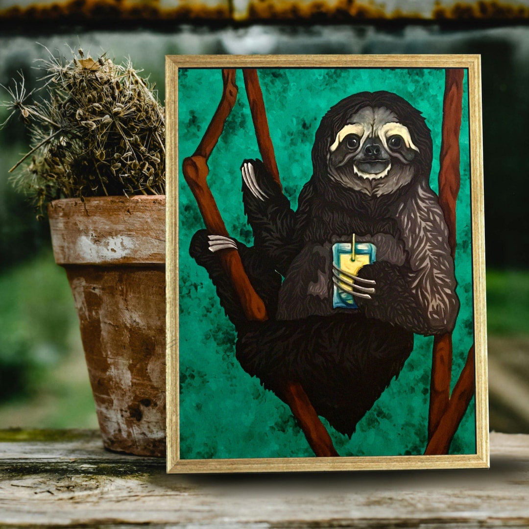 Sloth Art Print, Matte Animal Poster, Trippy Psychedelic Visionary ...