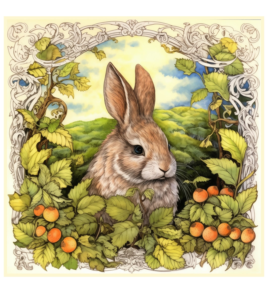 Bunny Farm Printable Easter Wall Decor Woodland Animal Ai Art Prints ...