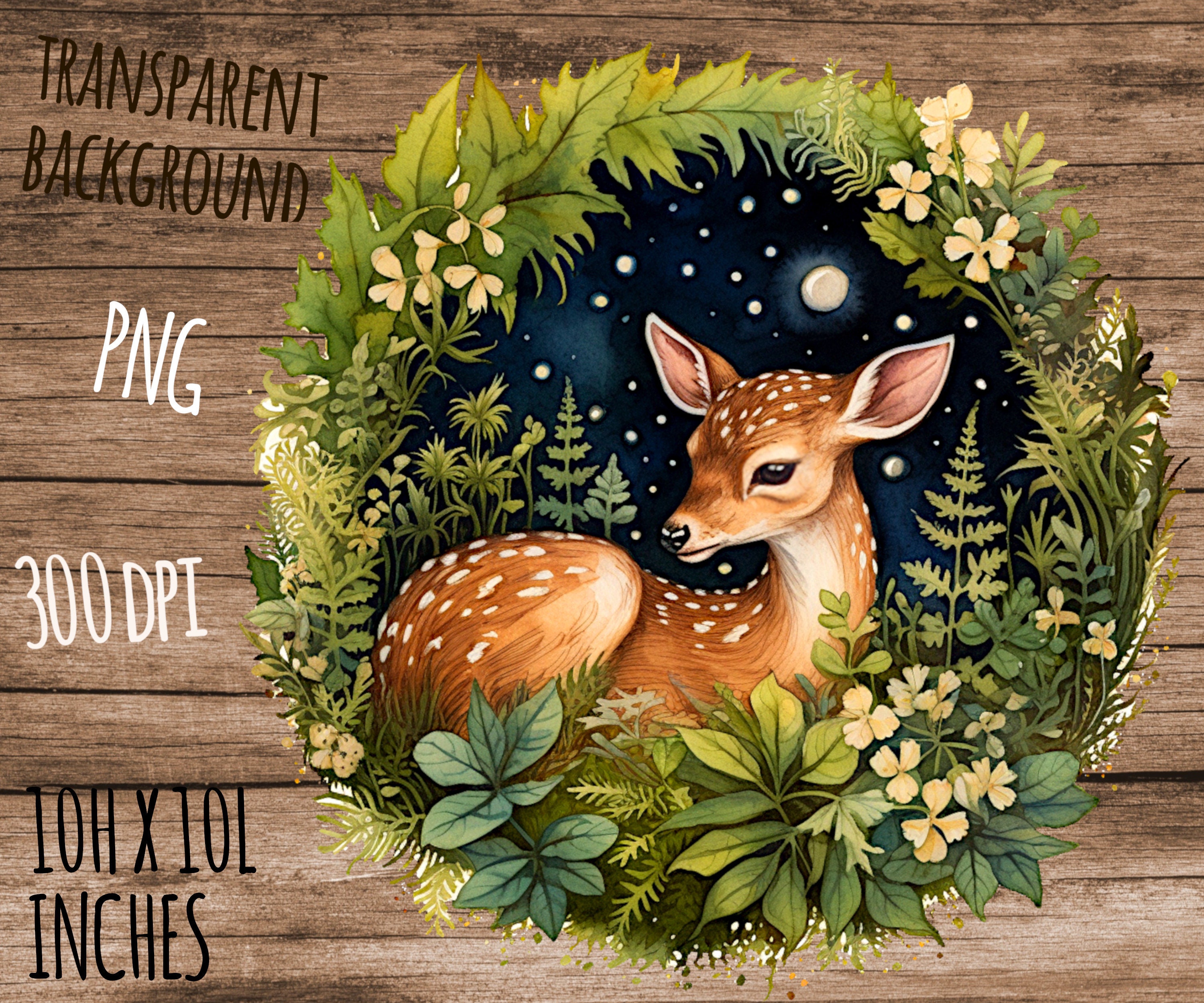 Fawn Sleeping in A Forest Thicket Pngs Circular Digital Illustration ...
