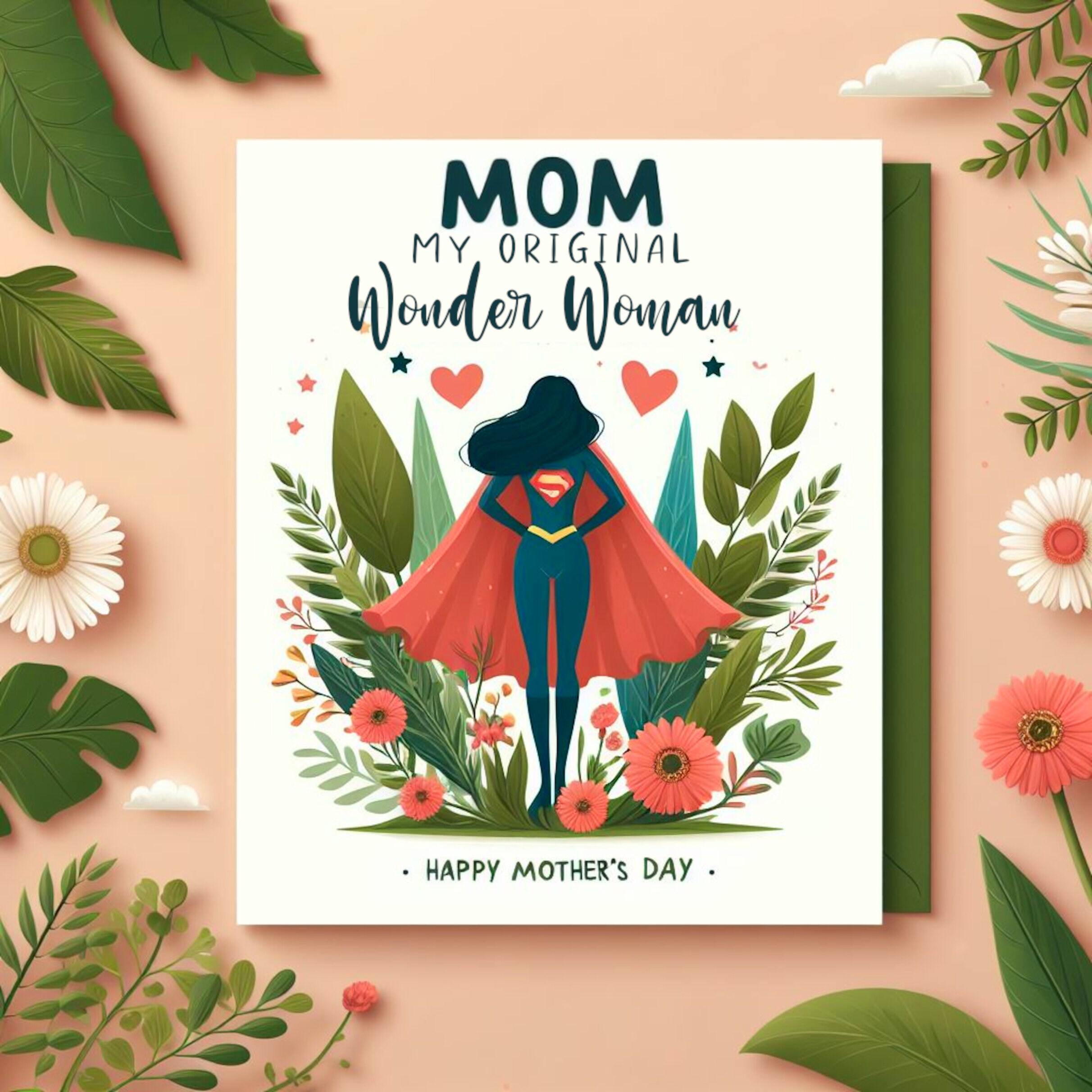 Superhero Moms Day Card Art Set of 4 Illustrated Mothers Day Pngs and ...