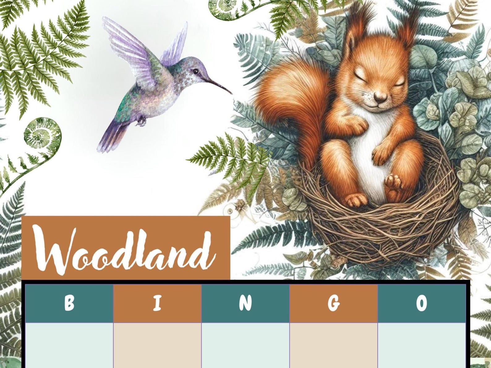 Woodland Birthday Party Bingo Themed Printable Games for Kids to ...