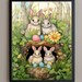 Easter Rabbit With Easter Eggs Spring Flowers Digital Illustration ...