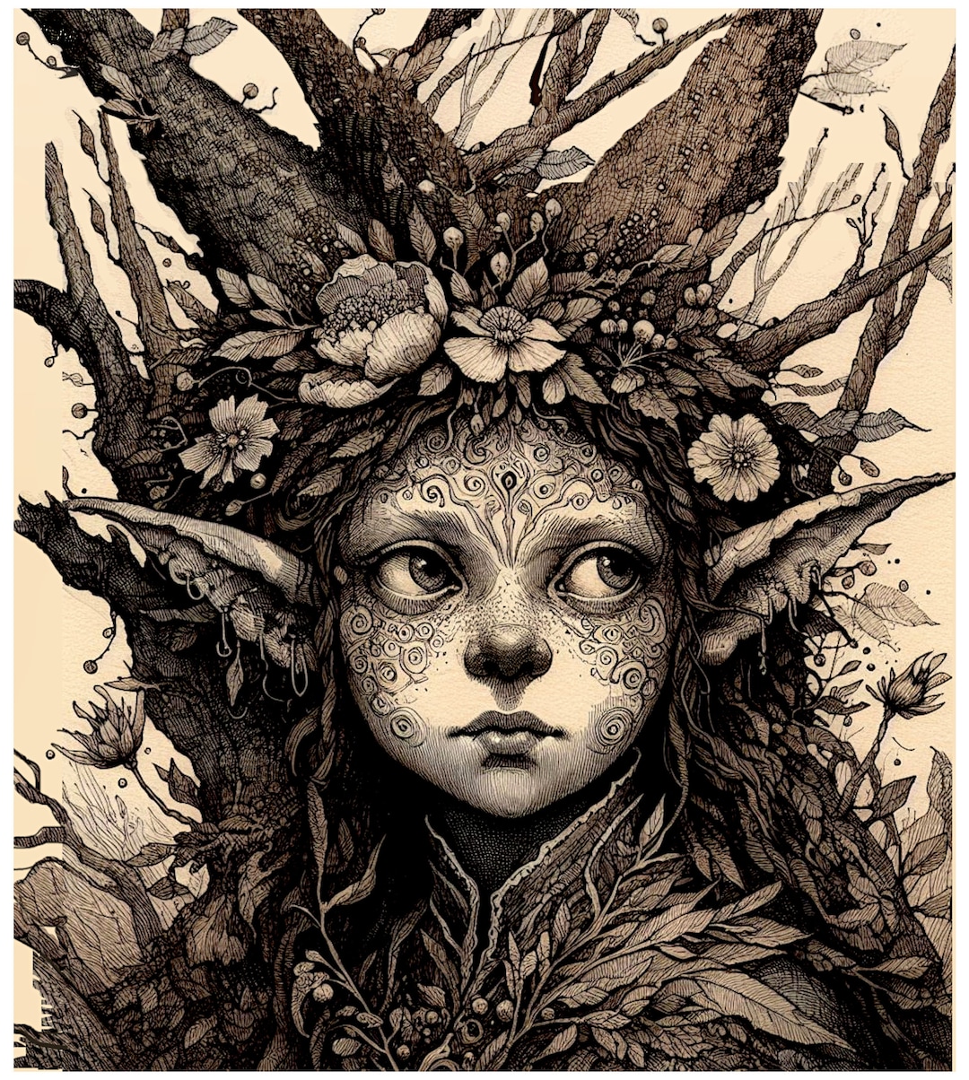 Troll Tree Digital Illustration JPG Printable Troll Wall Art 14HX11W ...