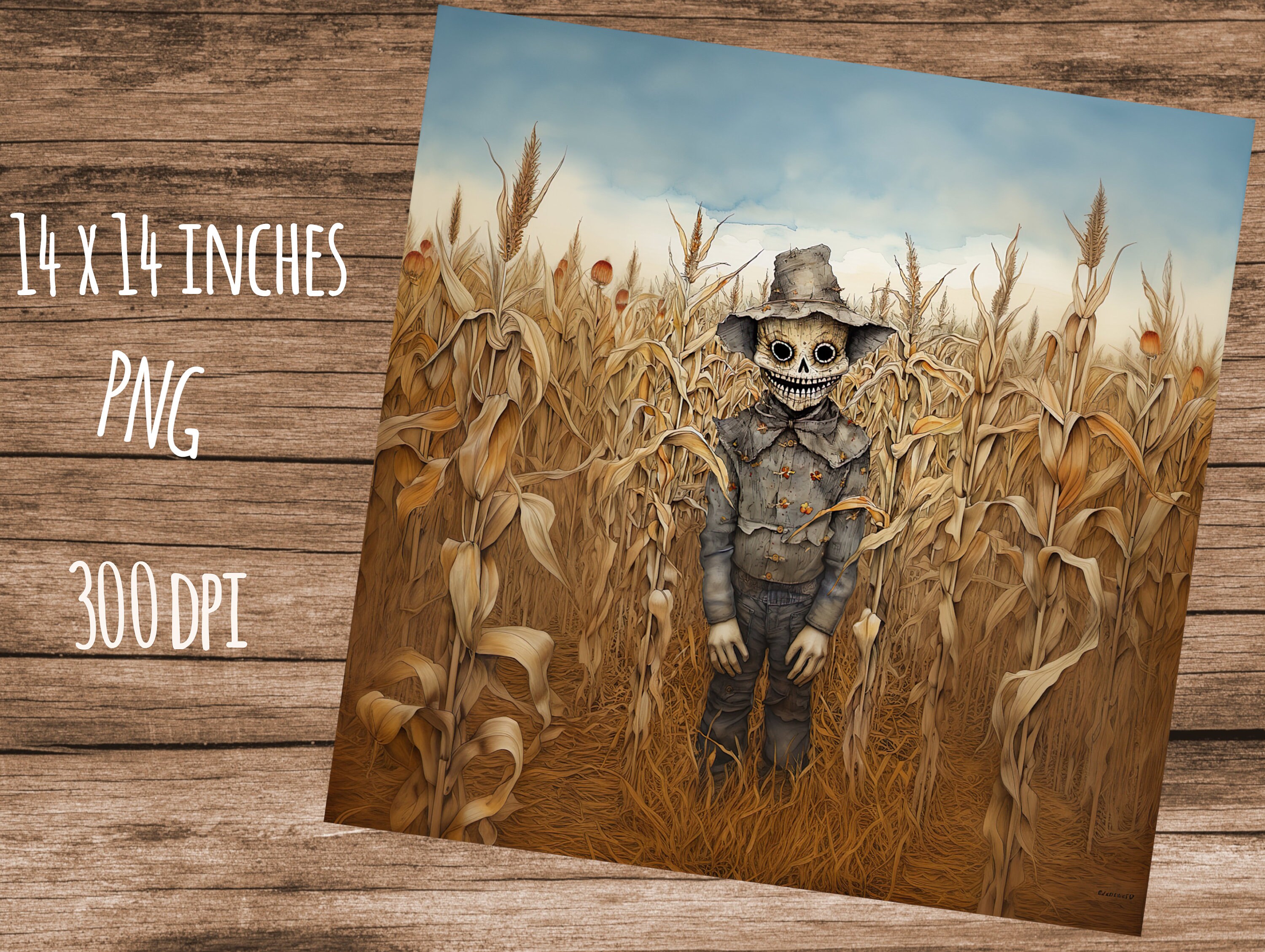 Halloween Scarecrow Printable Scary Corn Maze PNG Spooky - Etsy