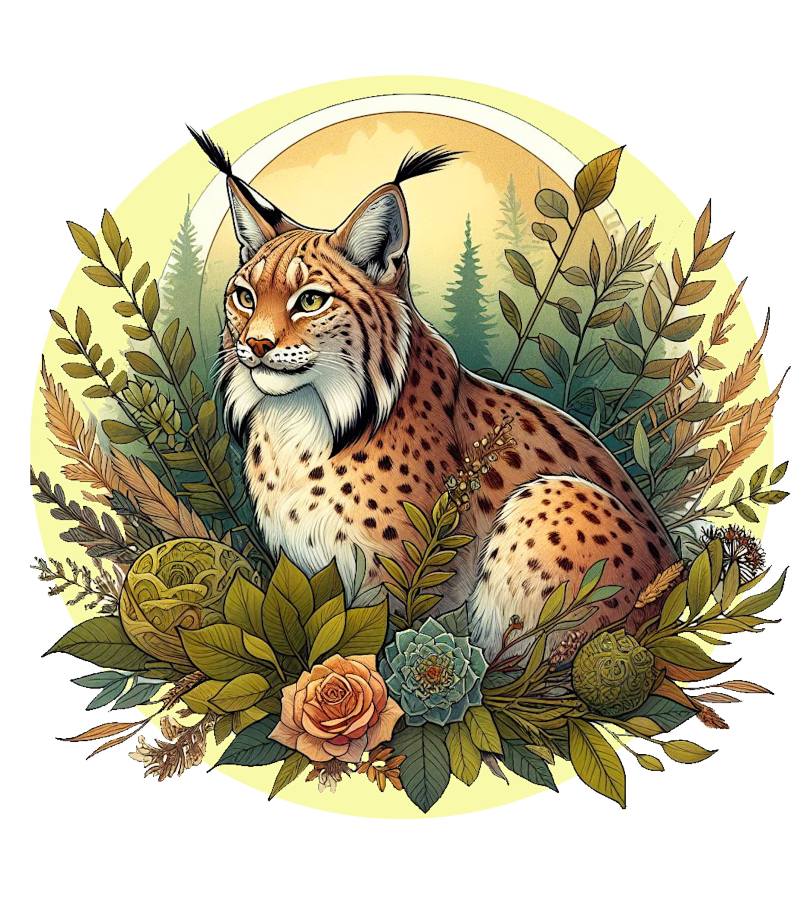 Lynx Wild Cat PNG Printable Sticker Forest Creature Digital ...