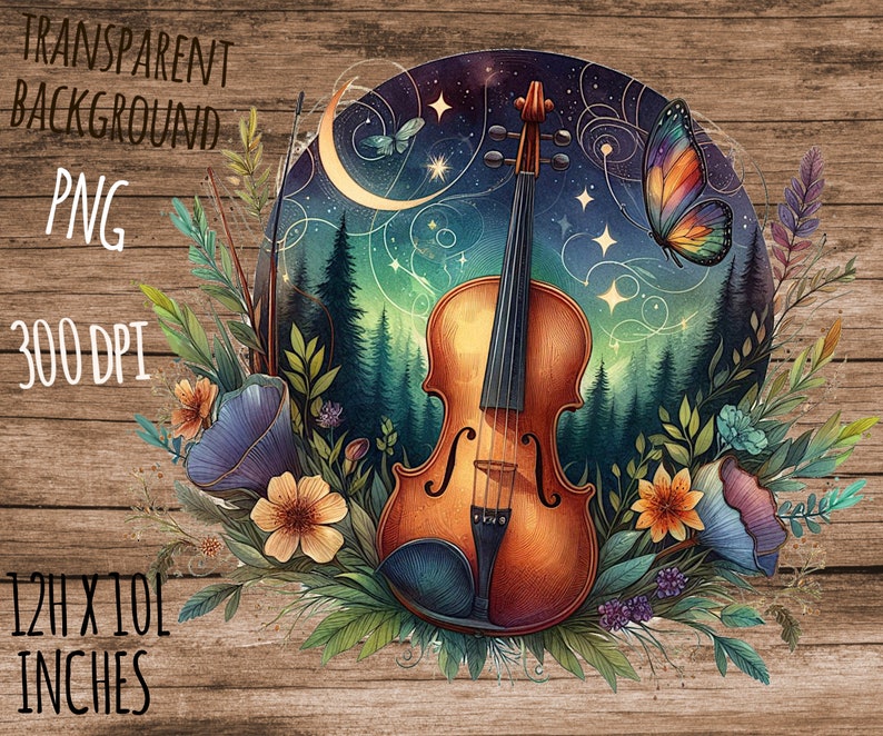 Woodland Forest Musical Instrument PNG Printable Violin With ...