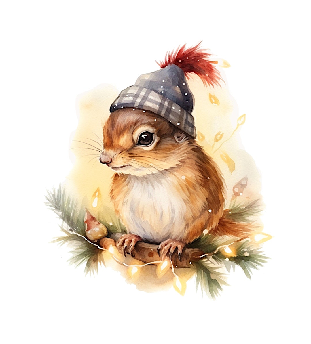 Cute Squirrel With Christmas Lights: Printable PNG Clear Background ...