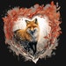 Fox Wild Heart Digital Illustration Wildlife Fox Printable Valentine ...