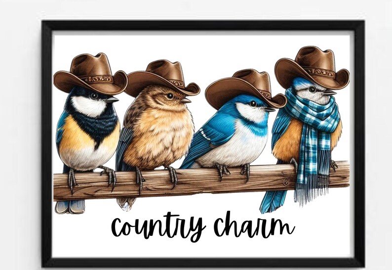 Country Western Bird Pngs Printable Bird Art Humorous PNG Wall Art ...