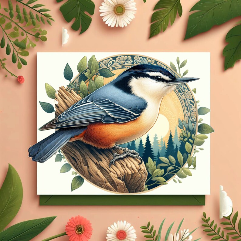 Nuthatch Bird Pngs Set of Two Nuthatch Designs Sub Art Bird Printable ...