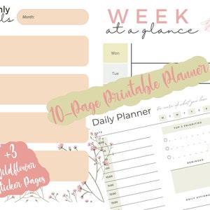 2024 Planner Wildflower Printable Planning Pages Bujo Download Daily ...