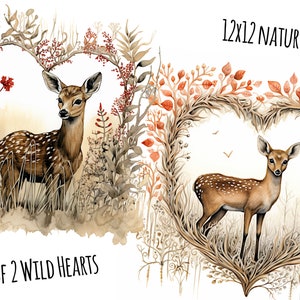 Woodland Deer Wild Hearts Printable Set of 3 Animal Heart Prints PNG ...