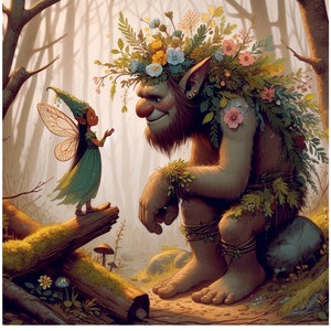 Fairy Princess and Troll Digital Illustration Fairy Forest Creature JPG ...