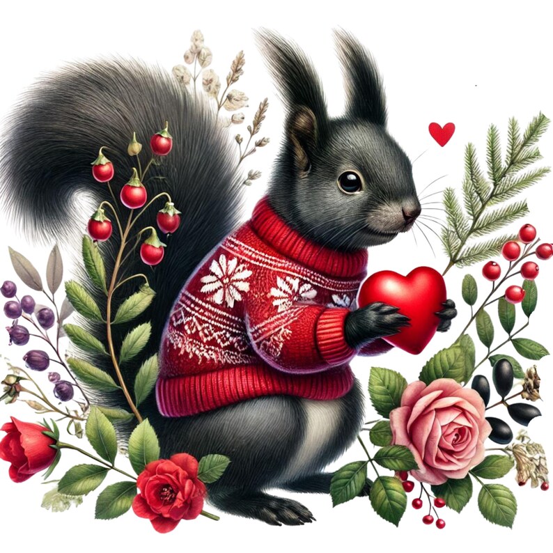Woodland Hearts Png Printables Set of 8 Cute Valentine Clip Art Animals ...
