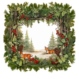 Winter Woodland Border Bundle Set of 5 Winter Scene PNG Printable ...