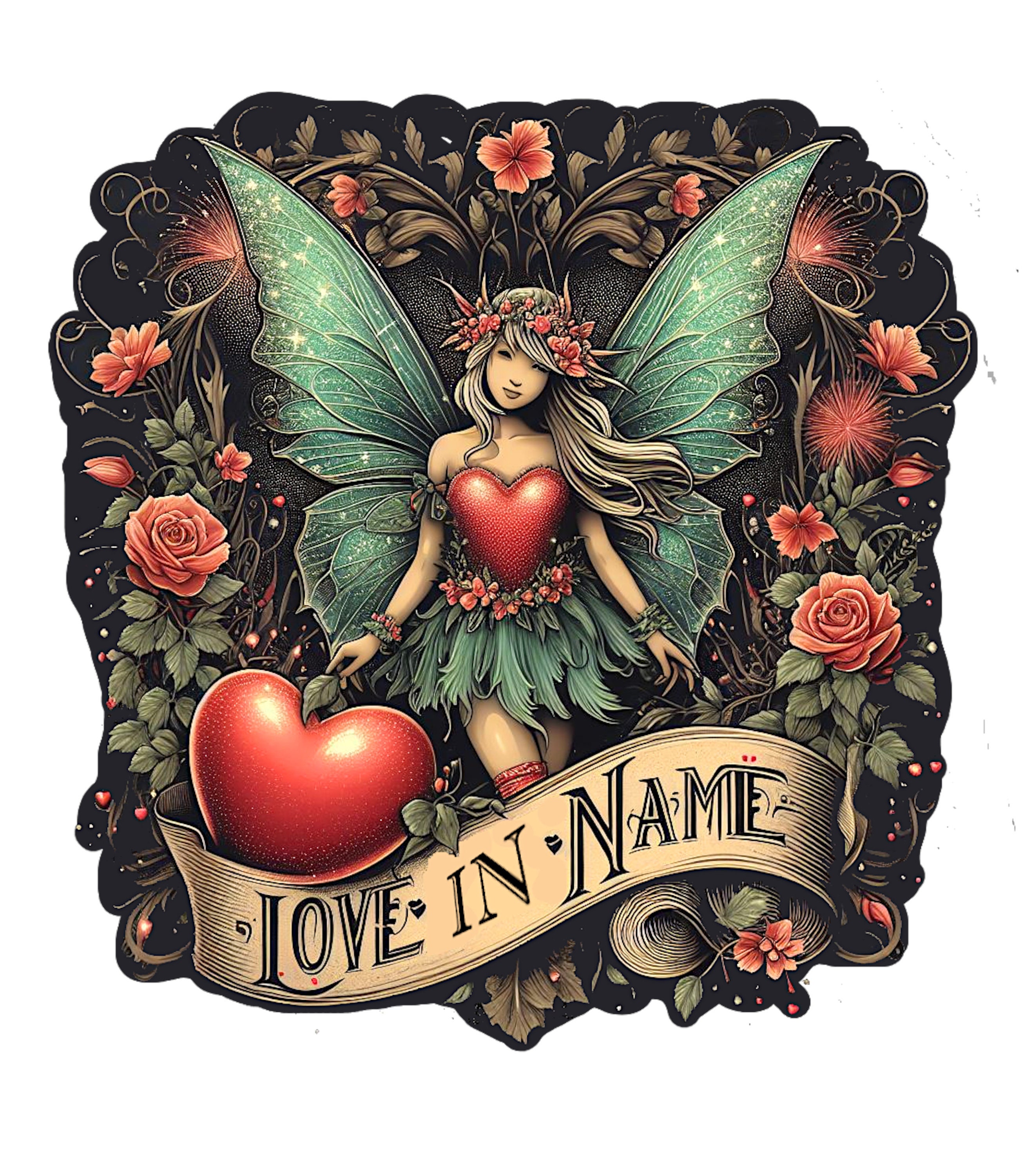 Fairy Valentine Graphic PNG Printable Heart Digital Ai Illustration ...