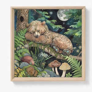 Sleepy Bears in the Forest PNG Printables Nursery Room Wall Art and ...