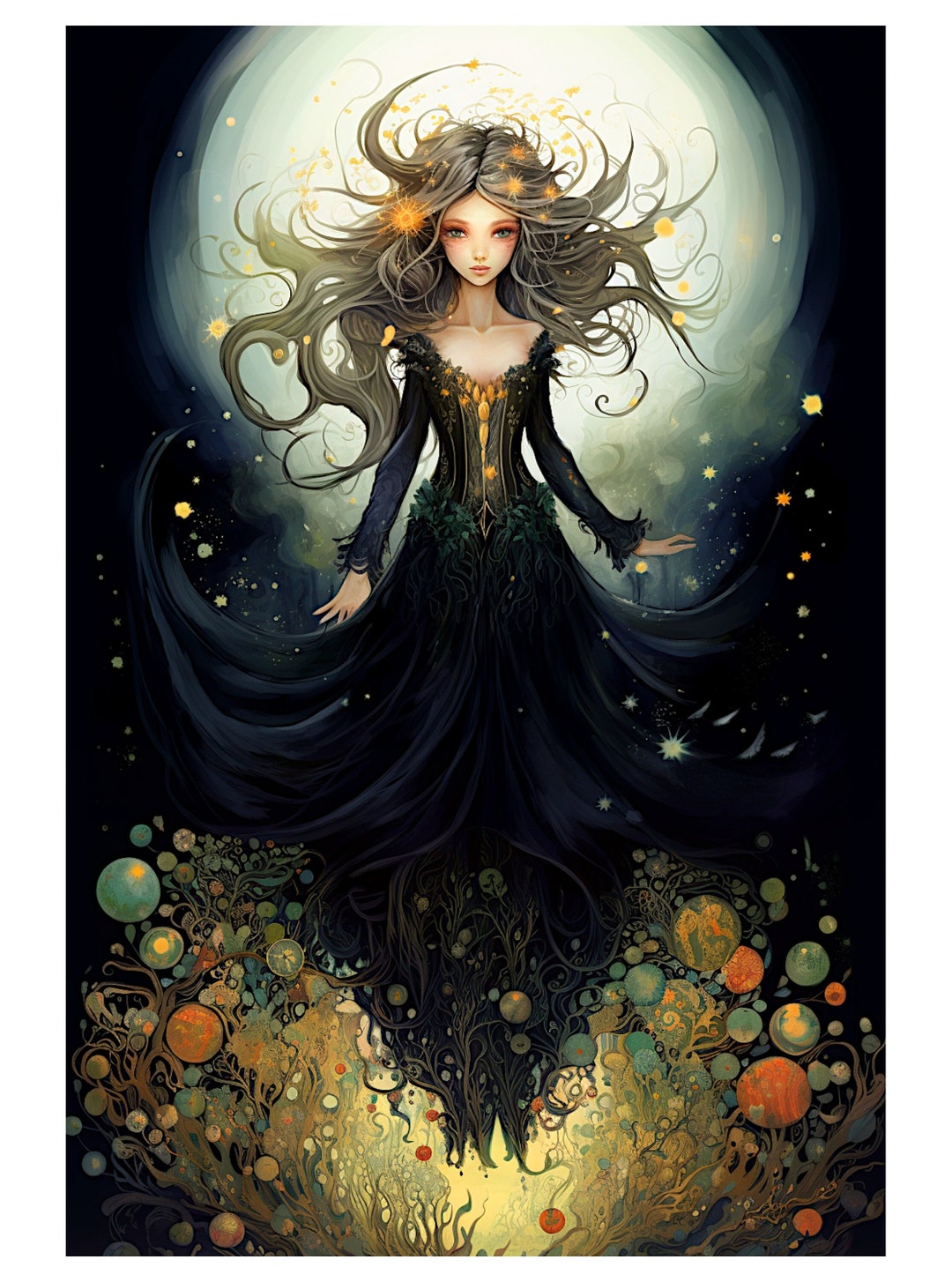 Witchy Digital Art Set of 4 Witch Printables Witchcore Girl Art Prints ...