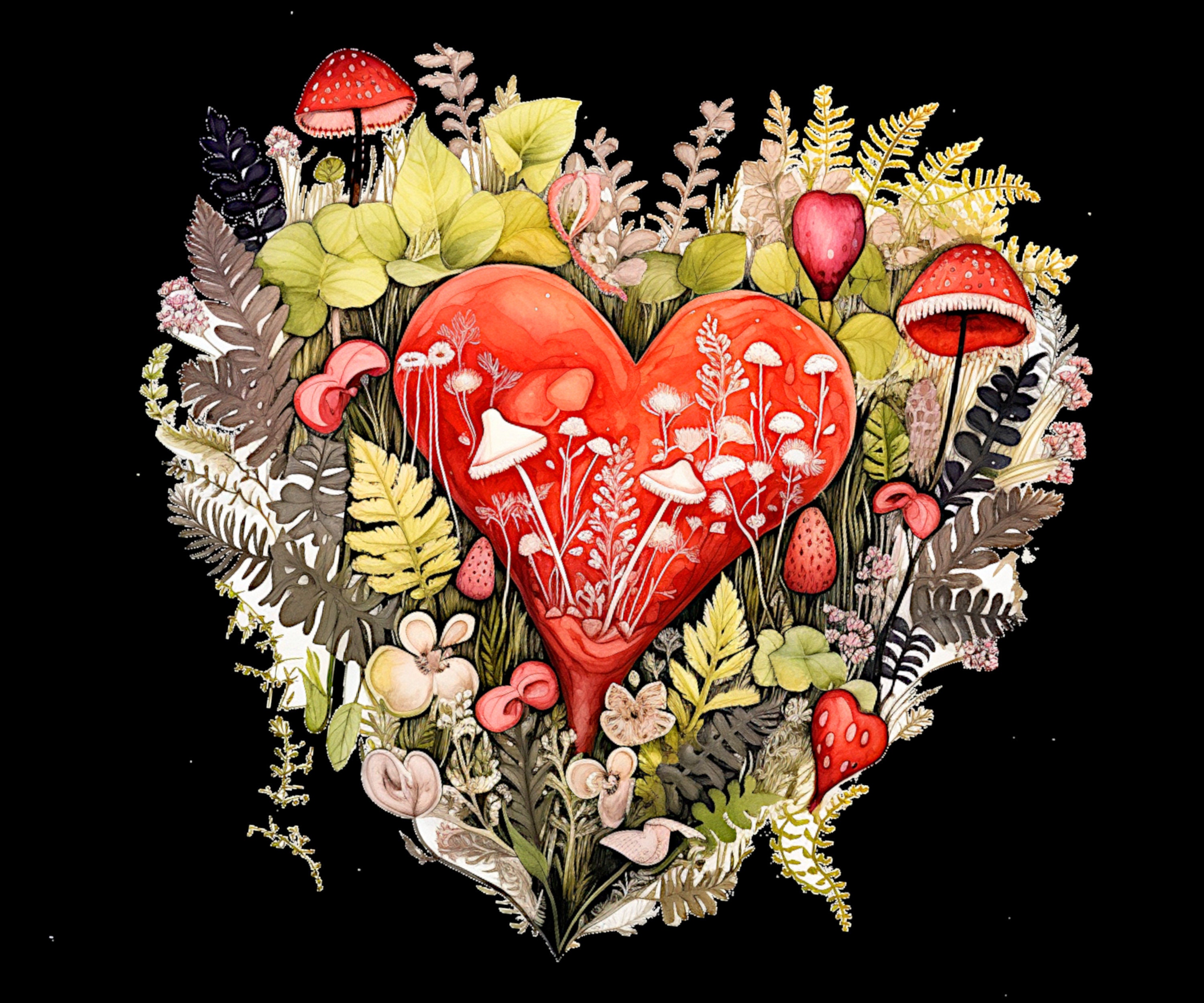 Wild Heart Woodland Mushroom Printable Valentine Wall Decor Make Cards ...