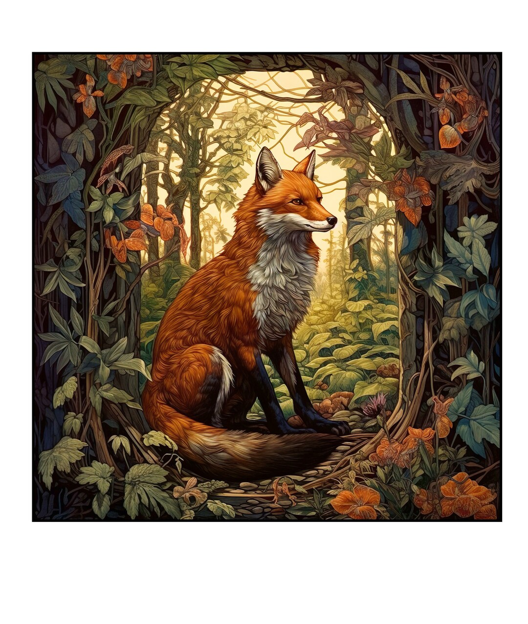 Watercolor Fox in Woodland, Fall Printable Art (PNG Download) - Etsy
